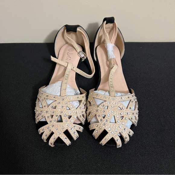 Shoes | Rhinestone Sandals Round Ankle Buckle Strap Flat Shoes ...